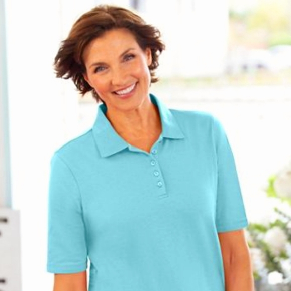 Appleseed's | Tops | Appleseeds Essential Cotton Knit Elbowsleeve Polo ...